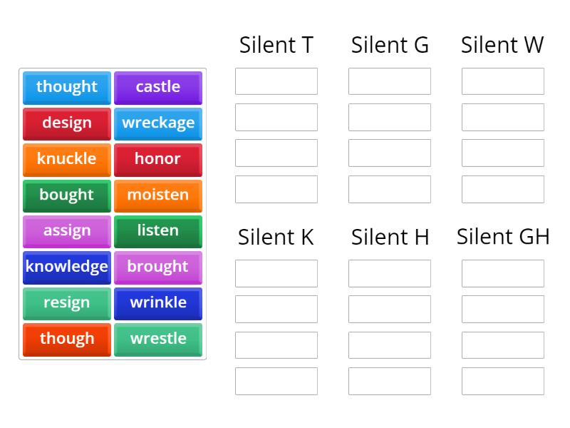 Word Sort 46: Silent Consonants - Group sort