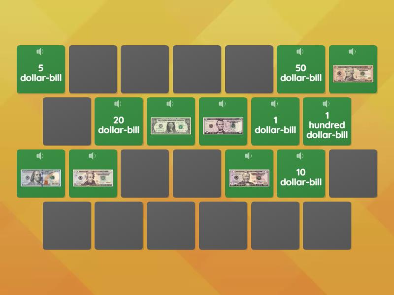 American Money - Memory Game - Matching pairs