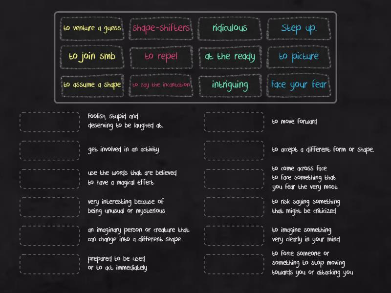 Match the definition. - Match up