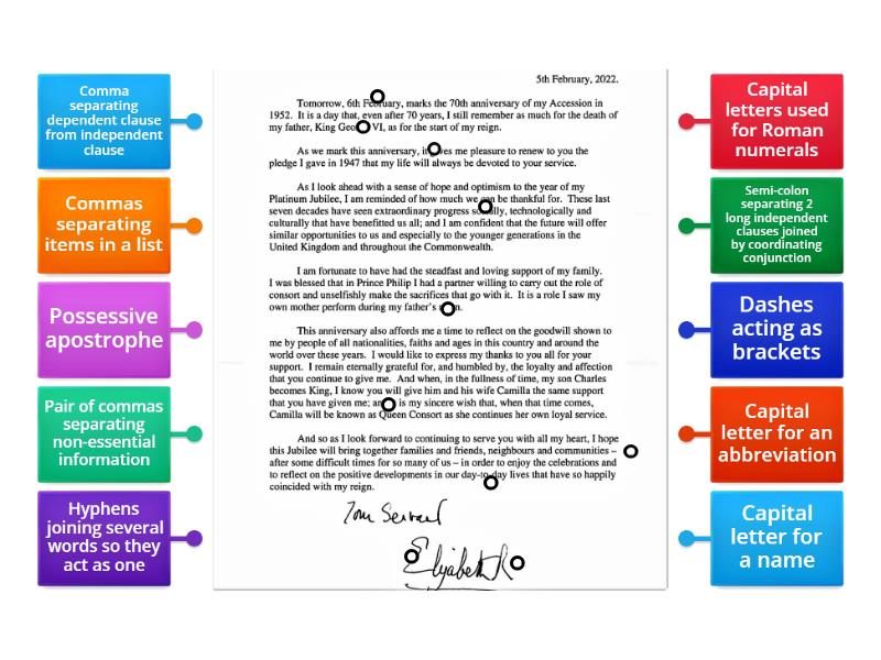 Queen's Accession Letter of Feb 5 2022: recognising punctuation & using ...