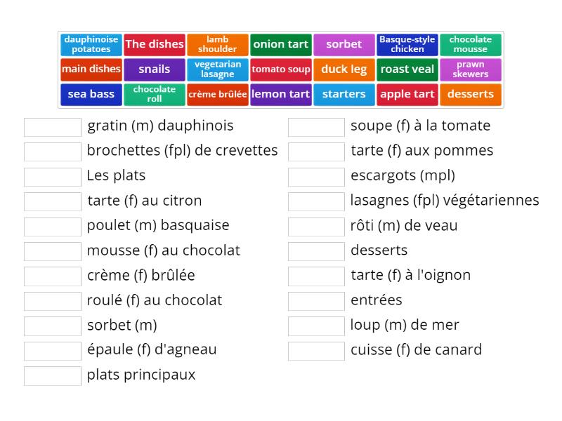 Au restaurant - spin - Match up
