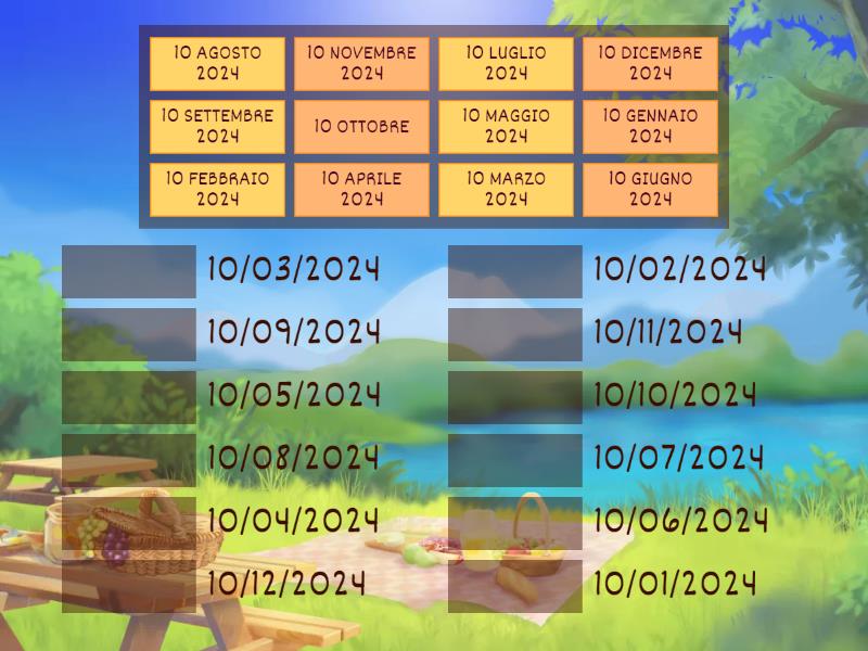 i numeri di mesi dell'anno - Match up