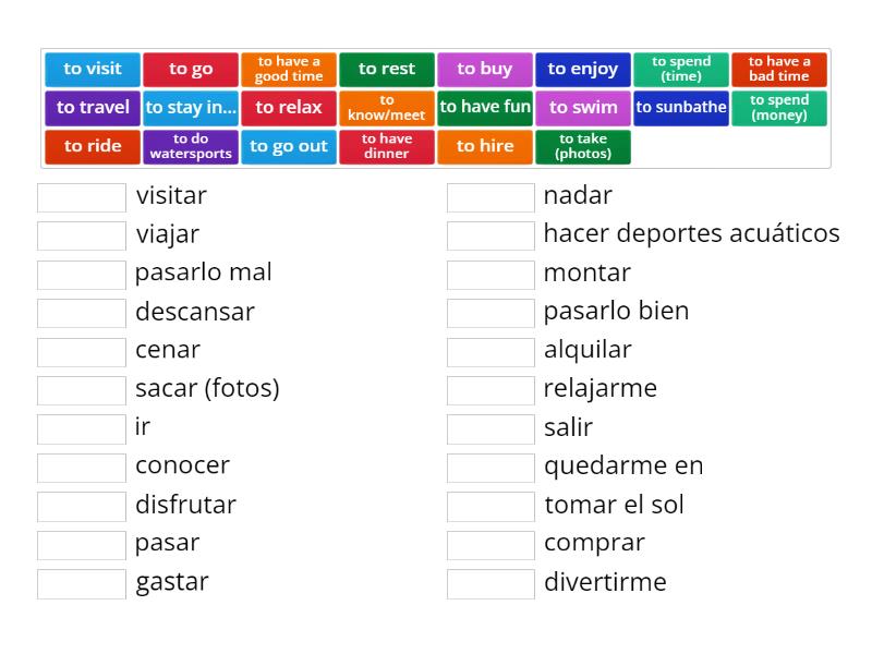 GL - SPANISH HOLIDAY INFINITIVES - Match up