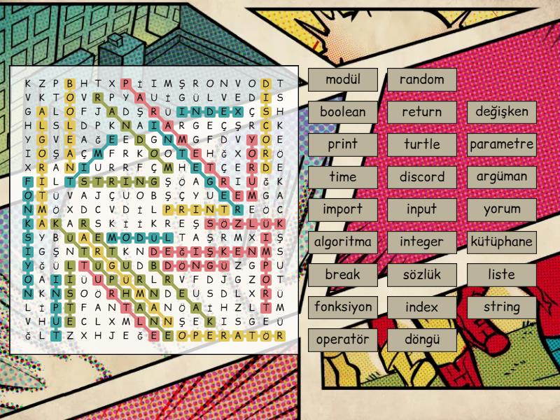Python Terimleri Listesi(TR) - Wordsearch