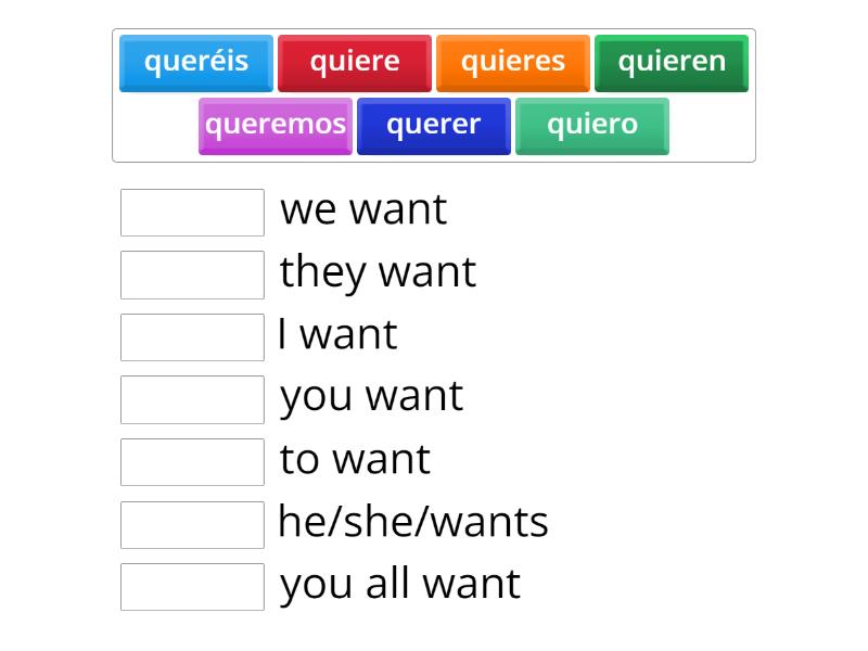 conjugating the verb querer - Match up