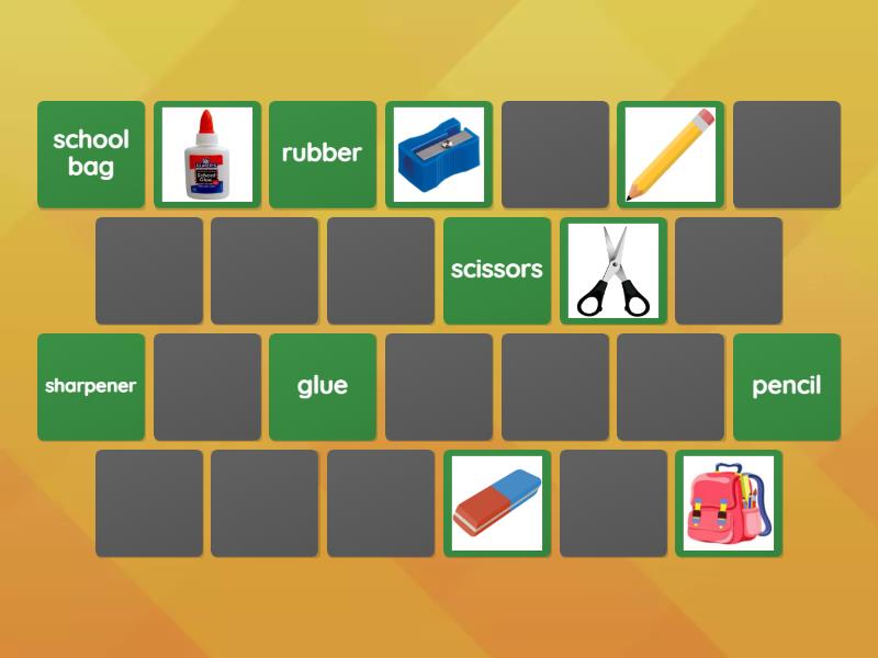 School Objects - memory game - Matching pairs