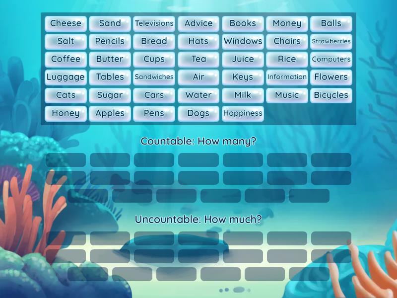Countable (How many?) x Uncountable (How much?) - Group sort