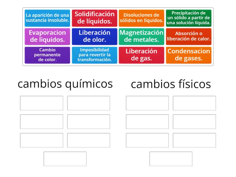Cambios fisicos y quimicos - Group sort