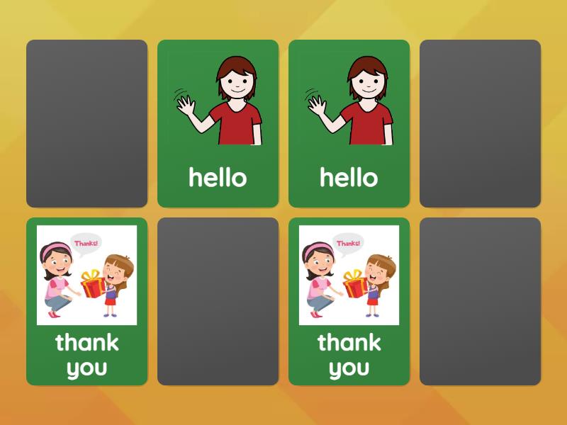 Vocabulary - polite expressions - Matching pairs