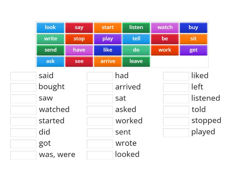 Regular and irregular verbs Starter - Match up