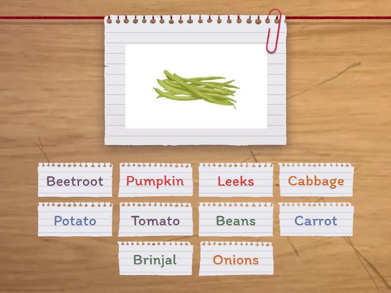 Things we Eat - Vegetables - Find the match