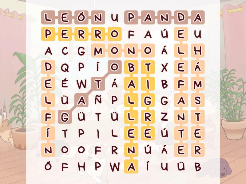 Animales mamíferos - Sopa de letras