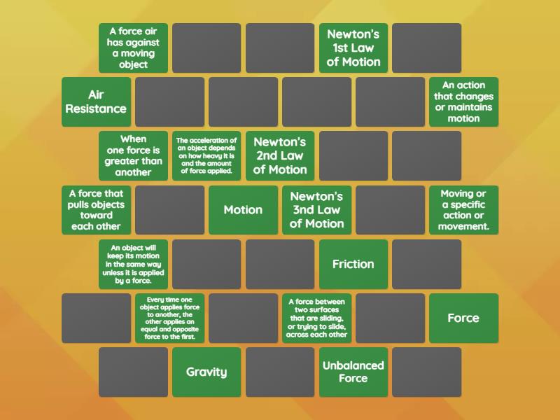 Newton's Three Laws - Matching pairs