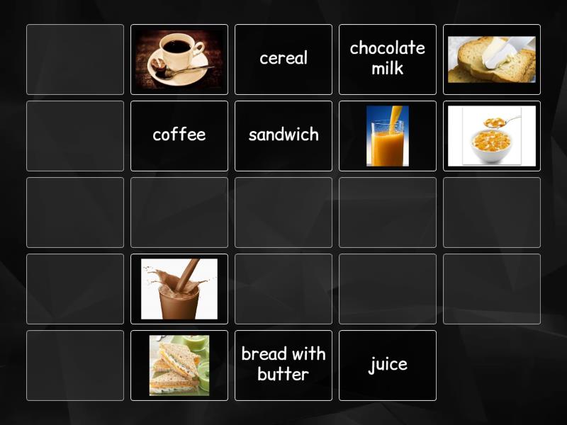 Breakfast Foods - Matching pairs