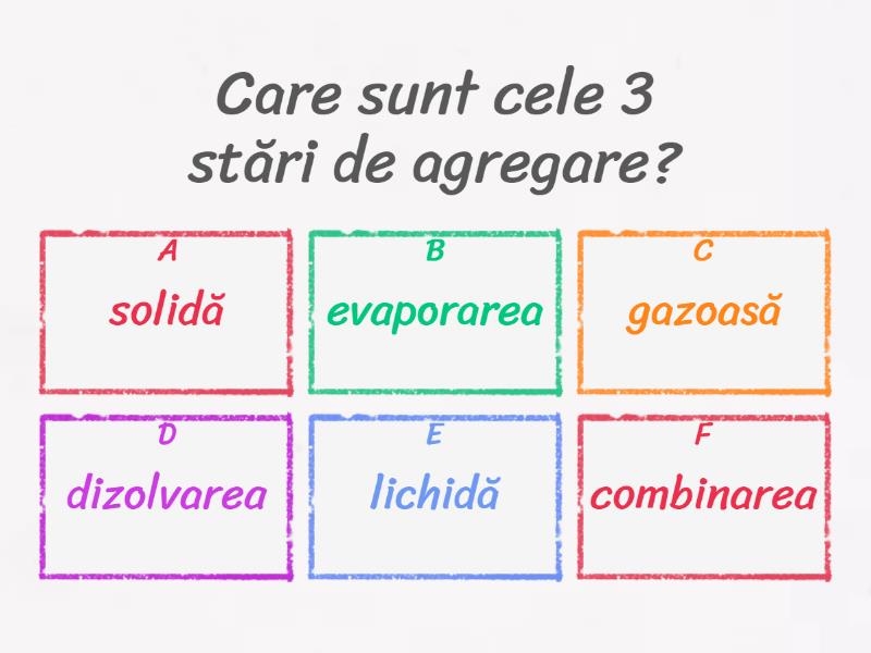 Amestecuri. Separarea amestecurilor - Cuestionario