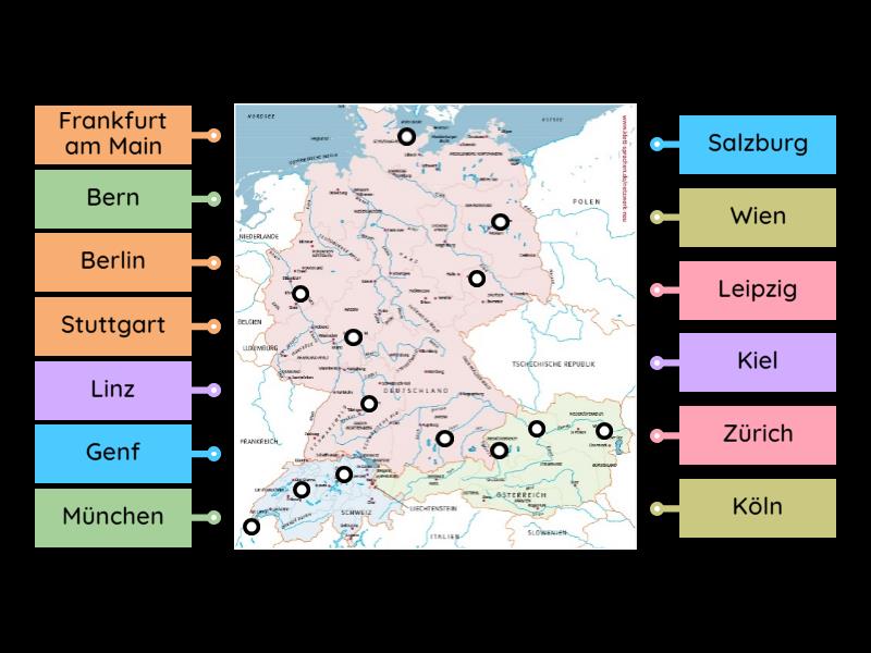 Städte in DACH-Ländern (NetzNeu A1 L3) - Beschriftetes Diagramm