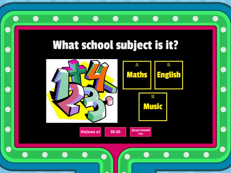 School subjects - Gameshow quiz