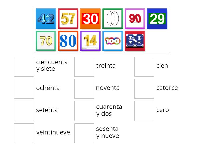Números del 0 al 100 - Match up