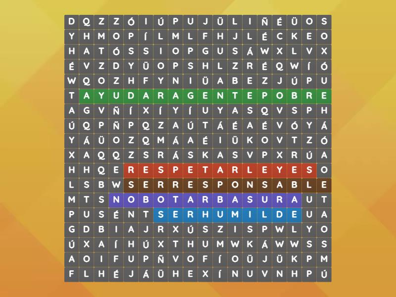 Sopa de letras sobre como cuidar el medio ambiente - Wordsearch
