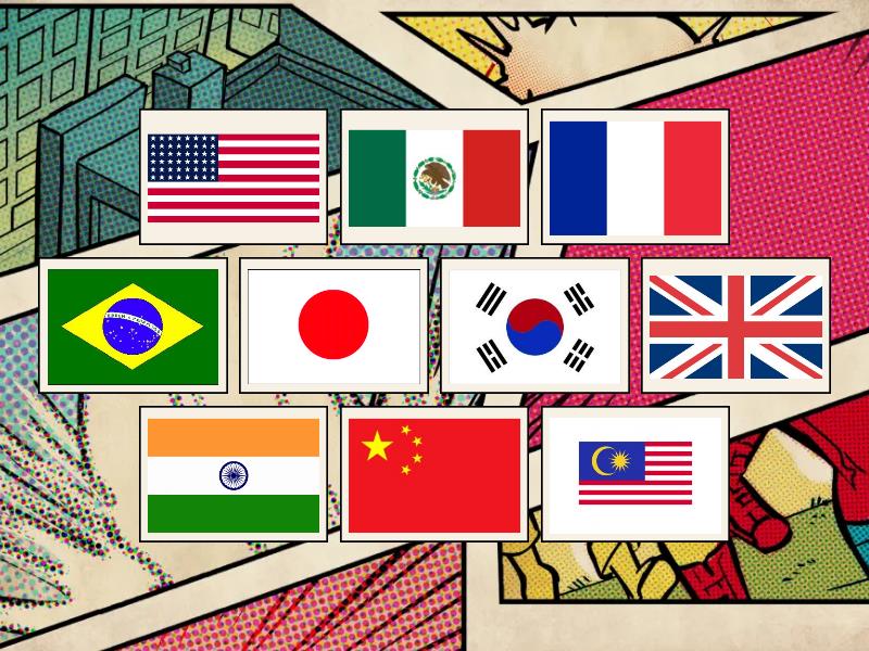 Countries around the World - Flip tiles