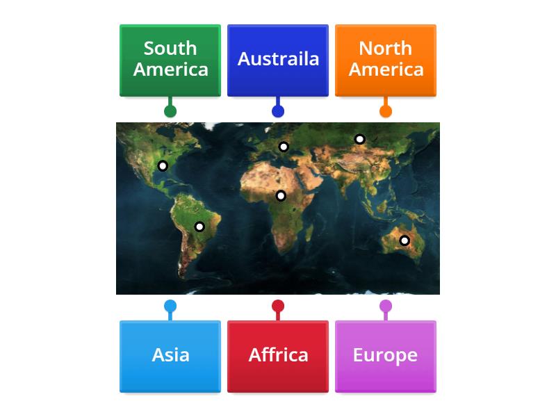 world map naming - Labelled diagram