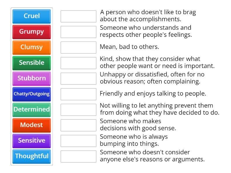 Personality traits - Match - Match up