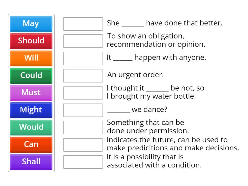 Modal Verbs - Match up