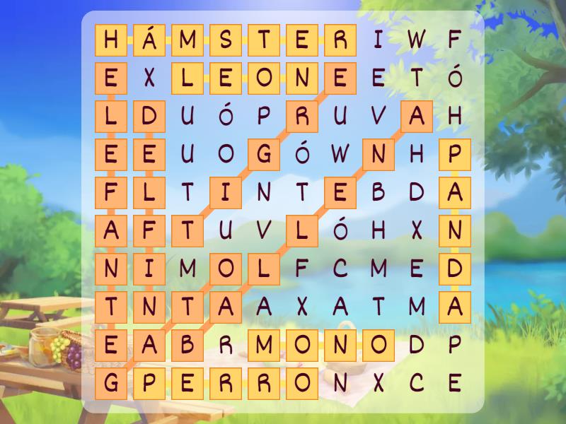 Animales mamiferos - Sopa de letras