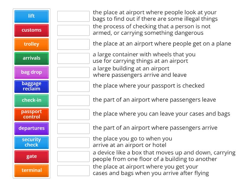 airports (vocabulary) - Match up