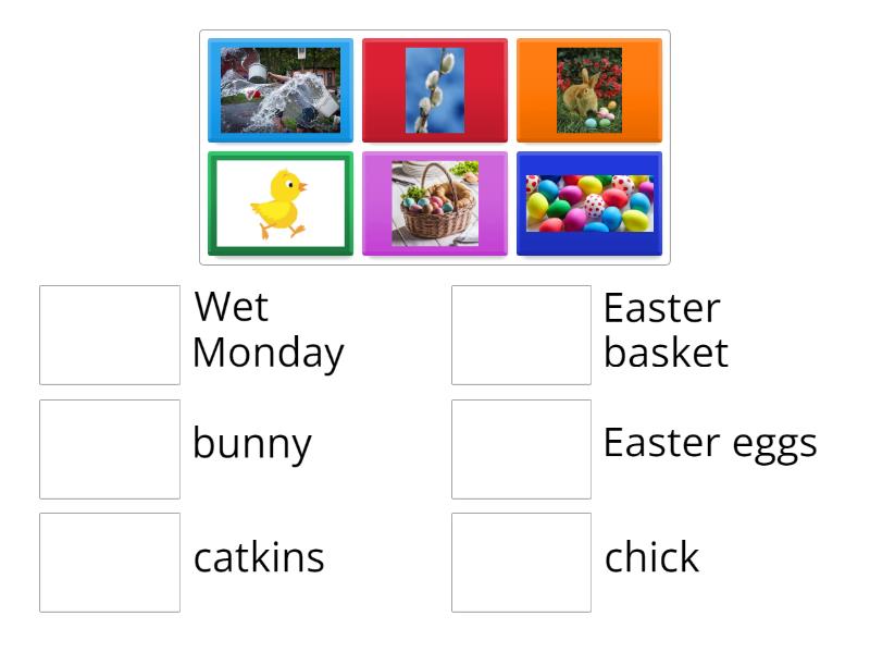 Easter vocabulary for kids - Une las parejas