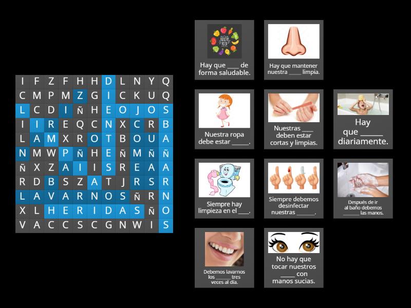 Hábitos de higiene - Sopa de letras