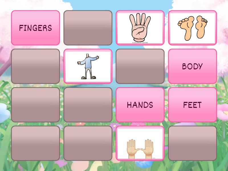 Memory game about BODY PARTS - Matching pairs