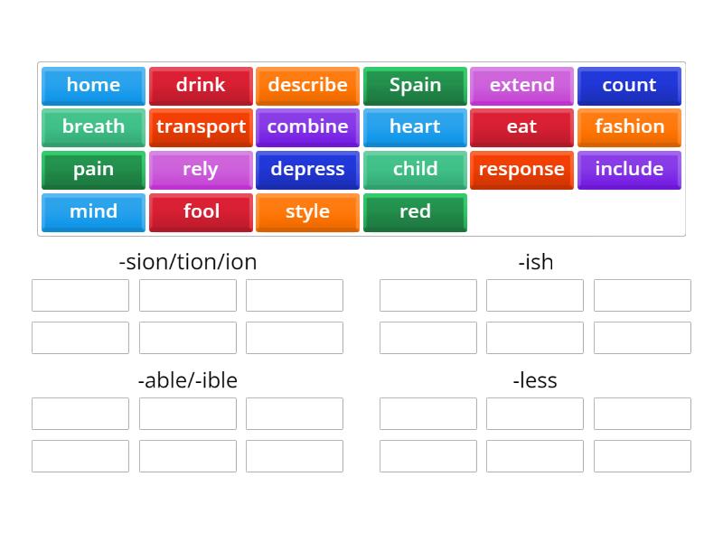 EGE Wordformation - Group sort
