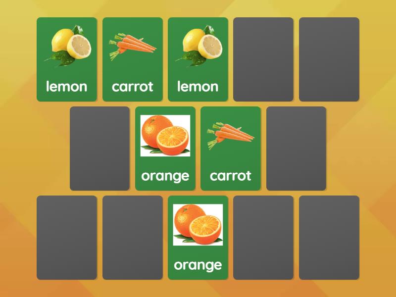 fruits and vegetables - Matching pairs