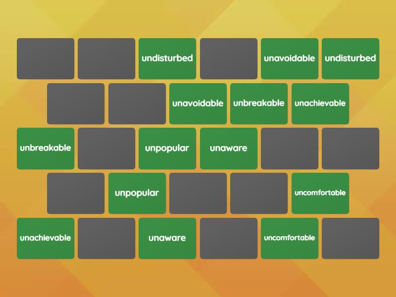 Purple group - prefix 'un' - Matching pairs