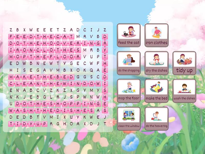 words search daily routine kids - Wordsearch