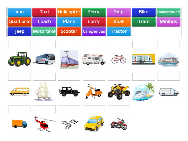 2. TRANSPORT AND VEHICLES - Match up