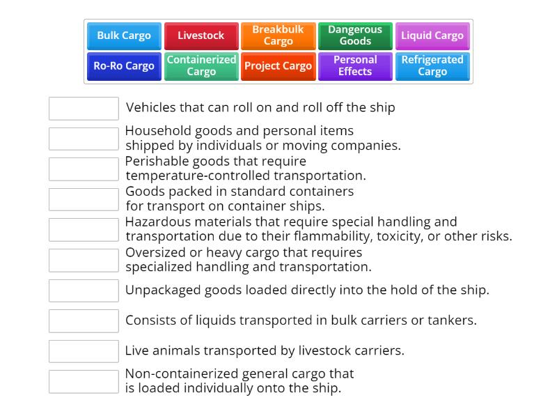 Kinds of cargo q 23 - Match up