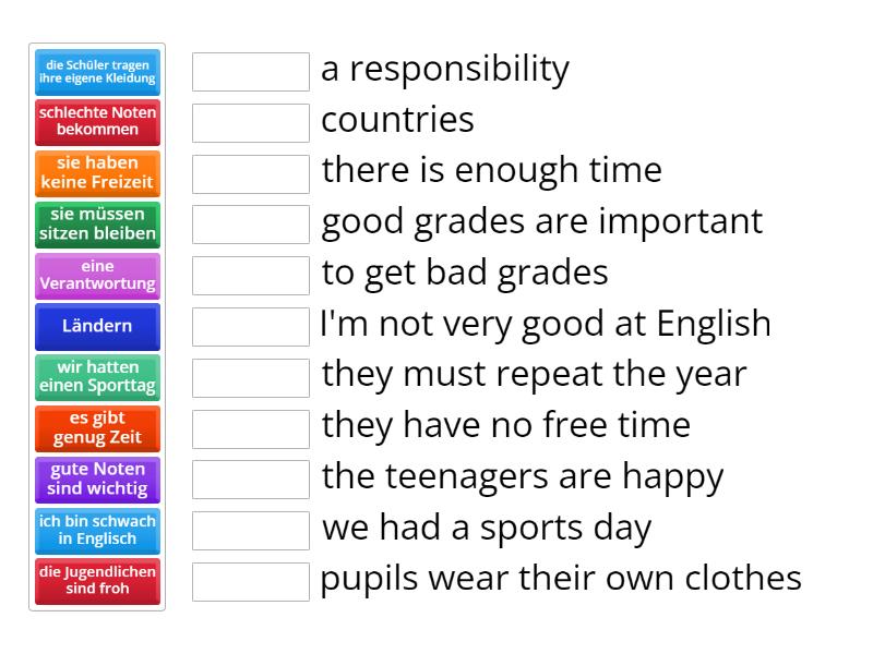 Year 10 Autumn Reading Assessment School Topic - part 2 - Match up