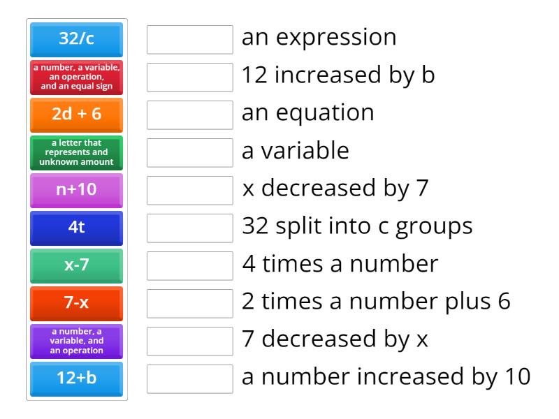 Algebra - Match up
