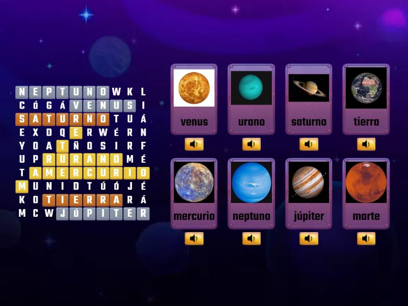 sistema solar - Wordsearch