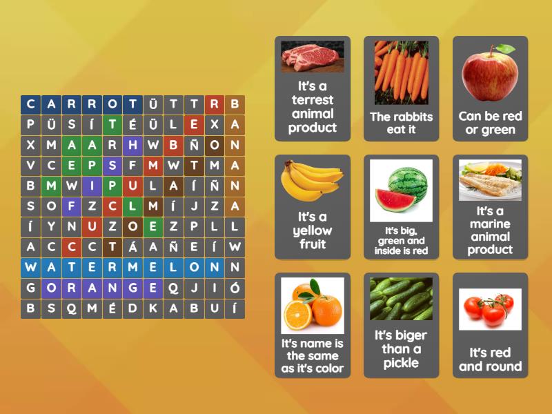 Healthy food - Wordsearch