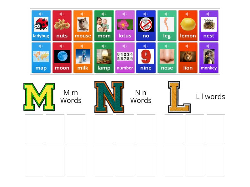 Kindy 2 L, M, & N phonics - Group sort