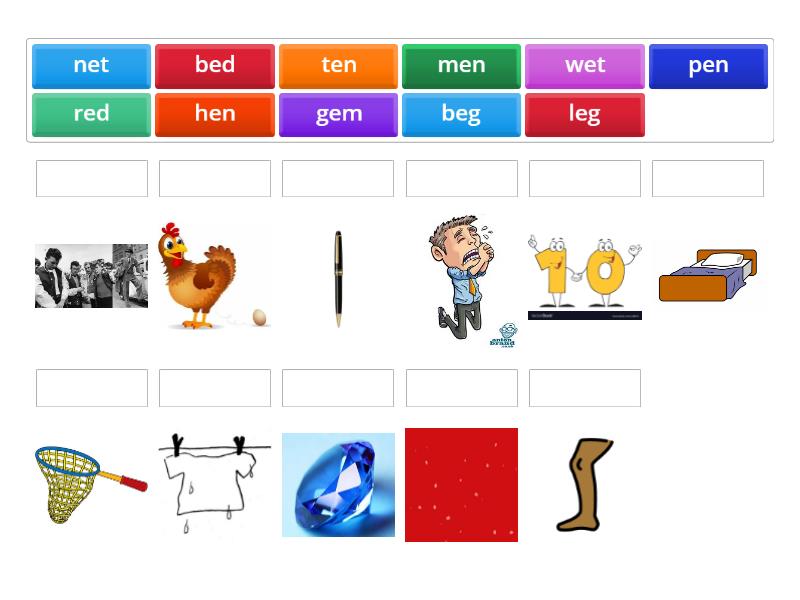 Short Vowel E Word Families - Match up