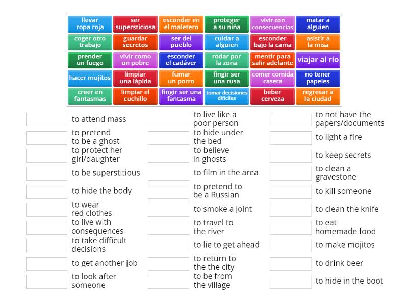 Volver key verbs - Match up