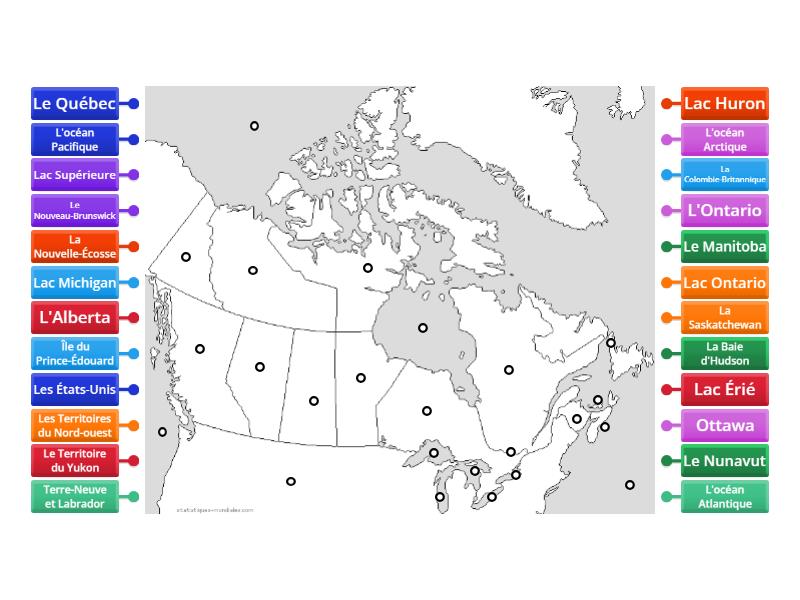 Les provinces et les territoires du Canada - Imagem com legenda