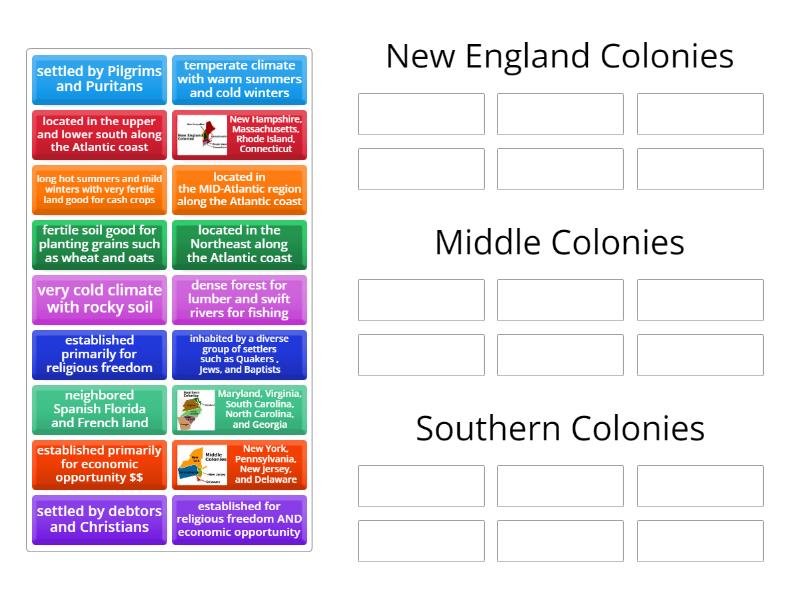 13 Colonies - Group sort