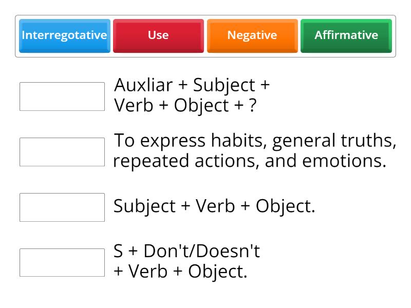 Lesson 10 - Grammar Analysis Match - Match up