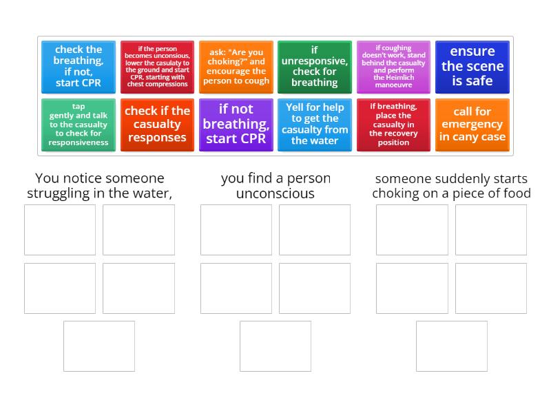 providing first aid - Group sort