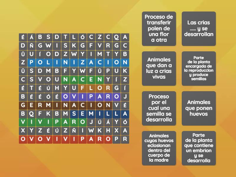 clasificacion de animales - Wordsearch